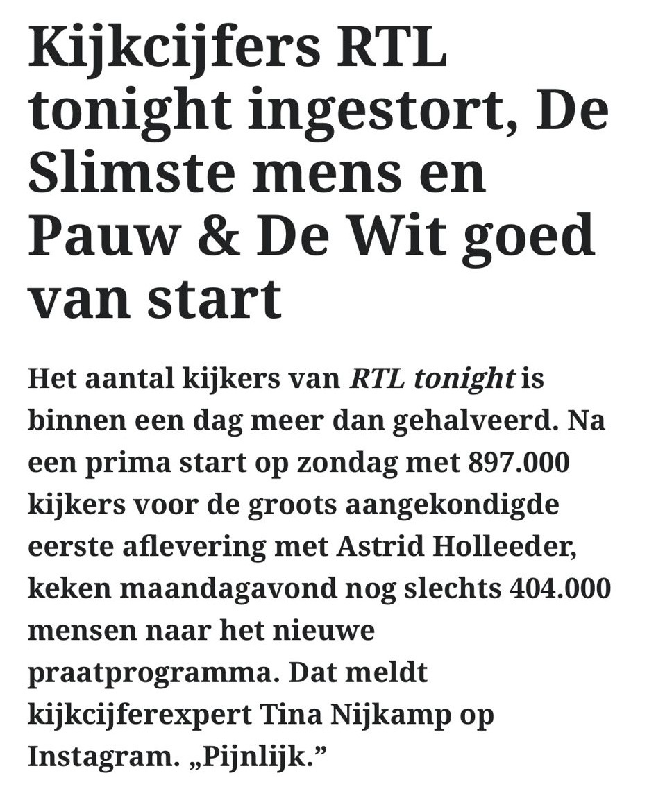 Telegraaf over kijkcijfers - Marcel Kaatee